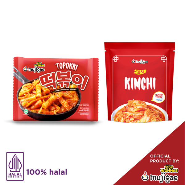 BUNDLE Mujigae by Wonhae Topokki 180gr & Kimchi 200gr/ Tteokbokki ...