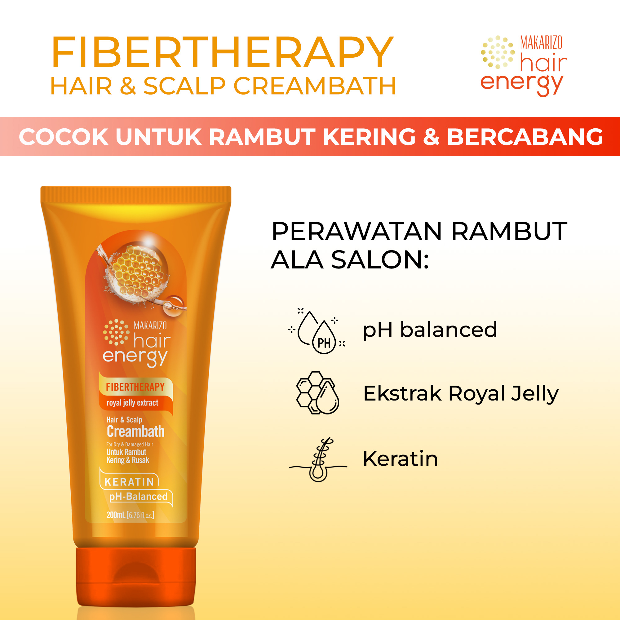 Makarizo Hair Energy Fibertherapy Hair & Scalp Creambath Royal Jelly ...